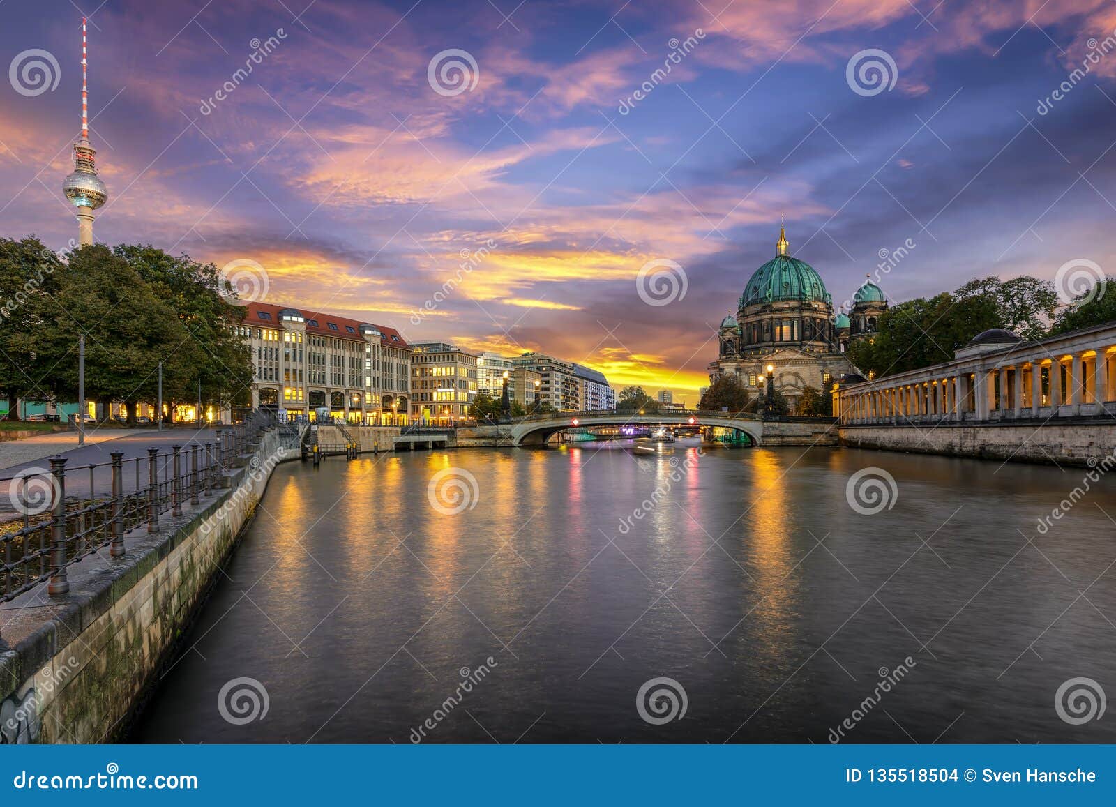 The Skyline of Berlin during Sunset Time Stock Photo - Image of ...