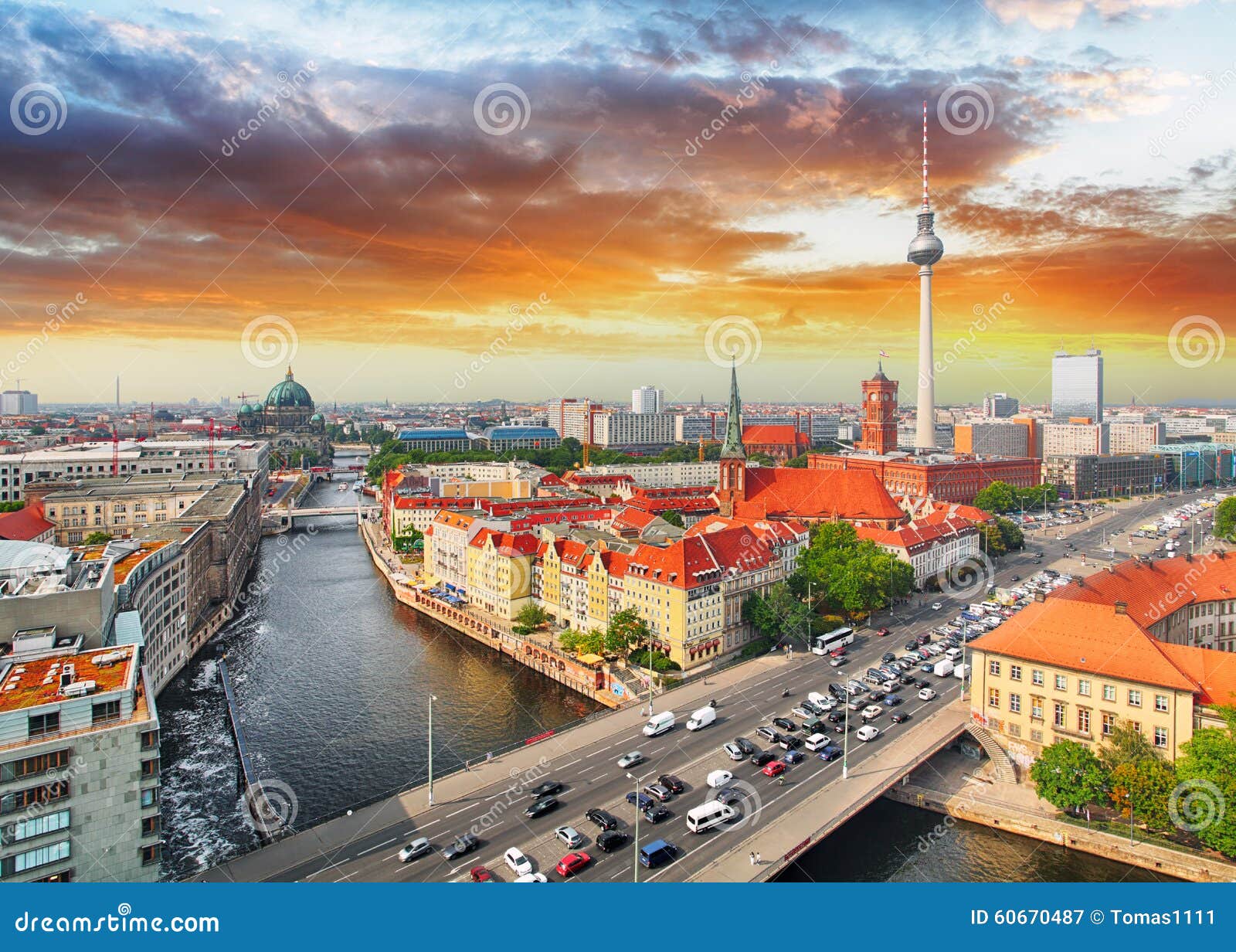 Skyline of Berlin in Sunset Stock Image - Image of sightseeing, berlin ...