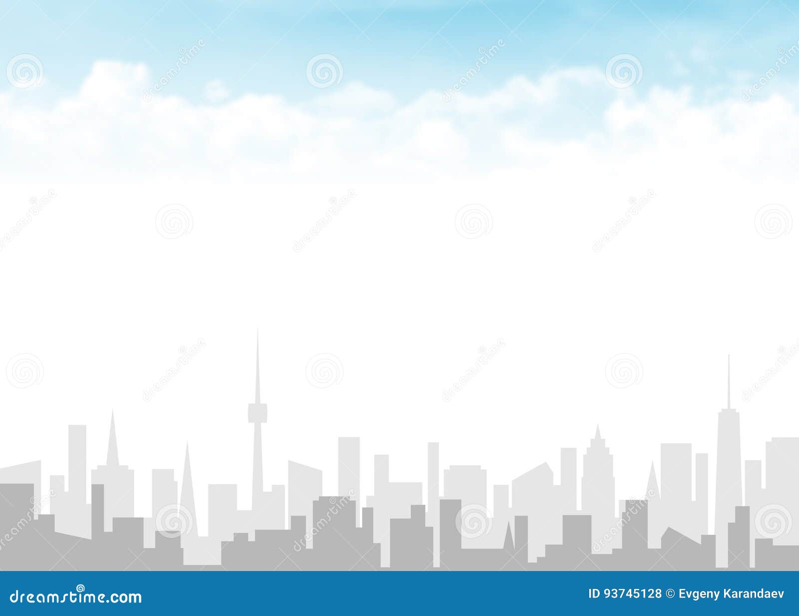 Skyline and Blue Sky with Clouds Stock Illustration - Illustration of ...