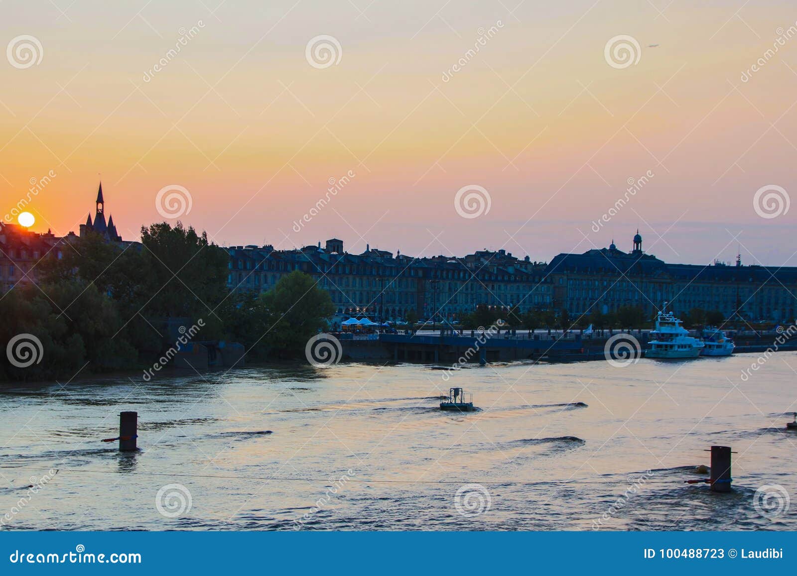 Bordeaux at sunset stock image. Image of tourism, michel - 100488723