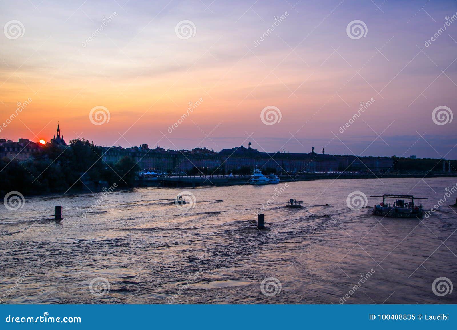 Bordeaux at sunset stock image. Image of sunset, tourism - 100488835