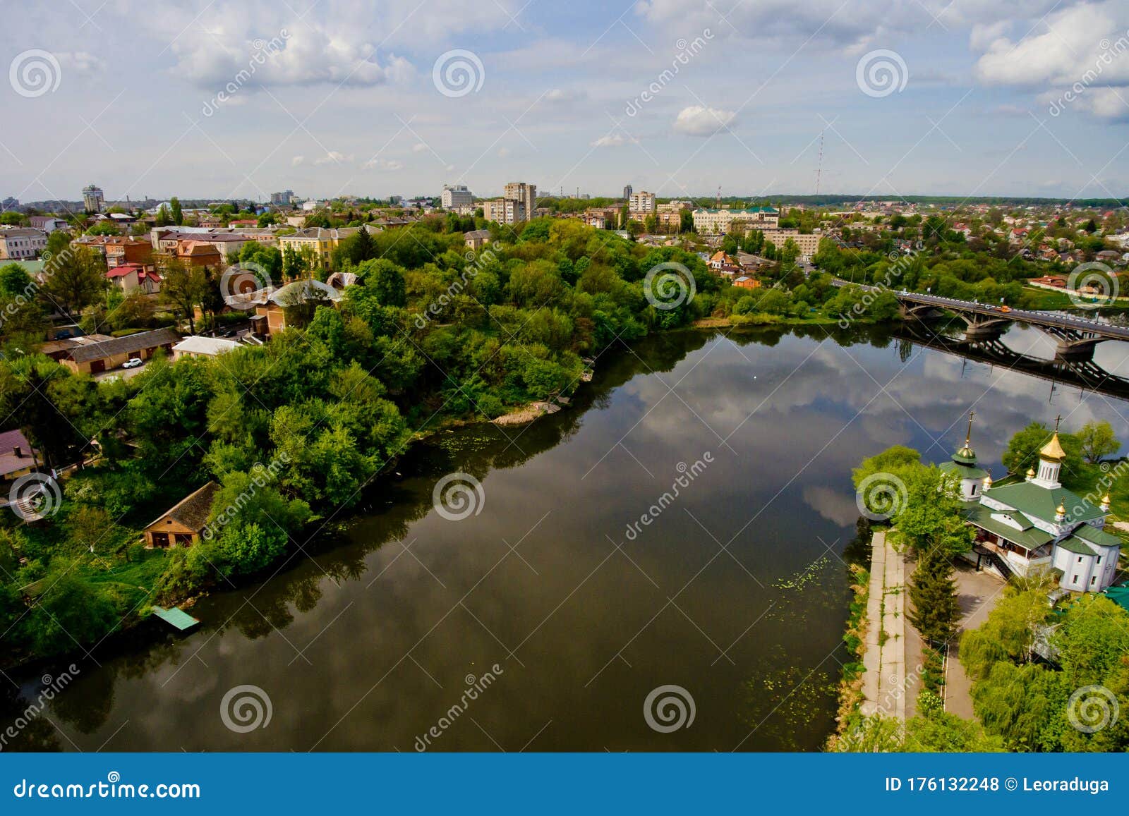 Skyline with Bridges of the Southern Bug River. Stock Photo - Image of ...
