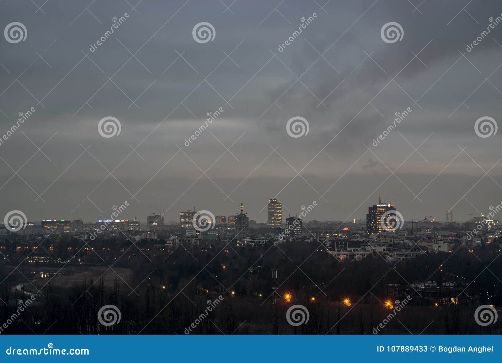 Bucharest Skyline in the Night Editorial Stock Photo - Image of libere ...