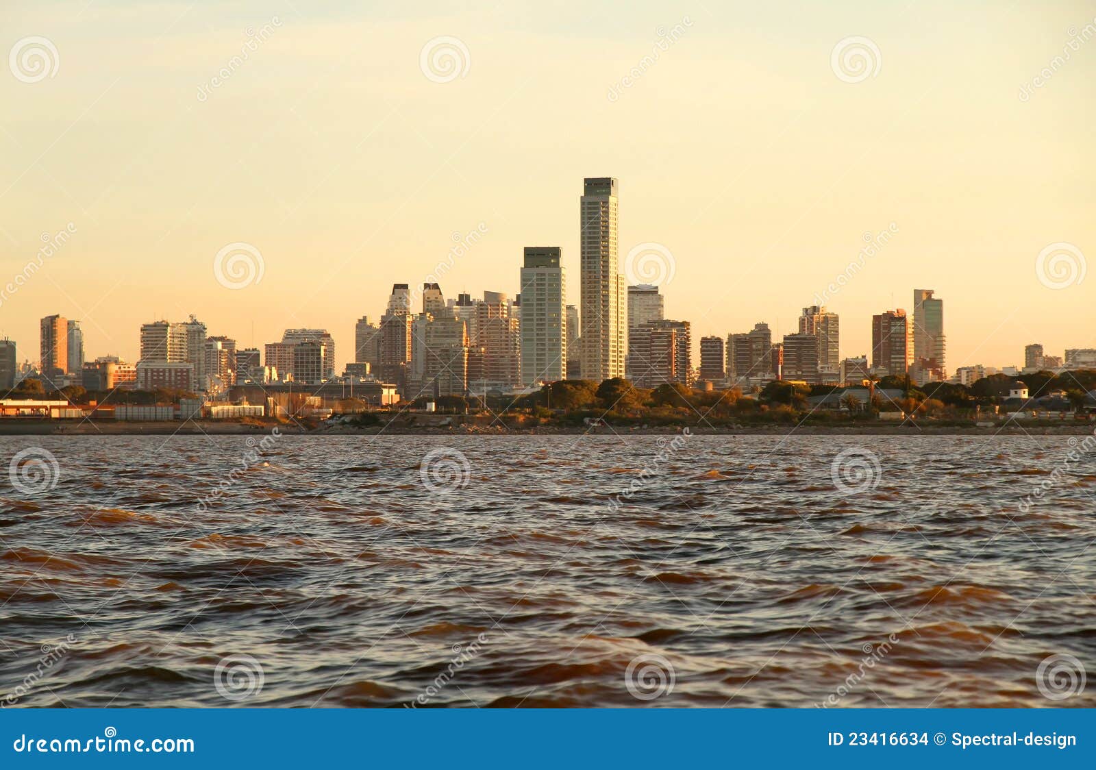 Skyline of Buenos Aires stock photo. Image of river, dawn - 23416634