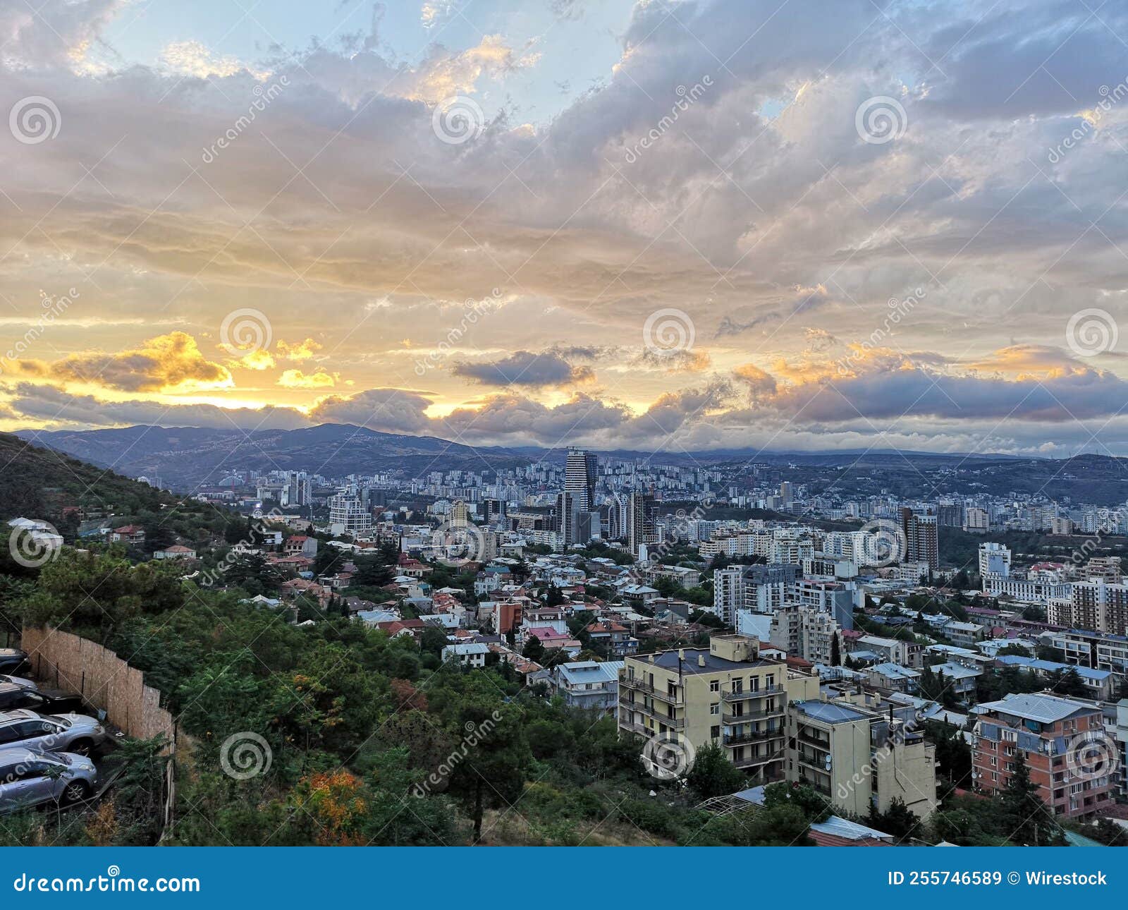 Skyline of Buildings in Tbilisi on the Sunset Stock Image - Image of ...