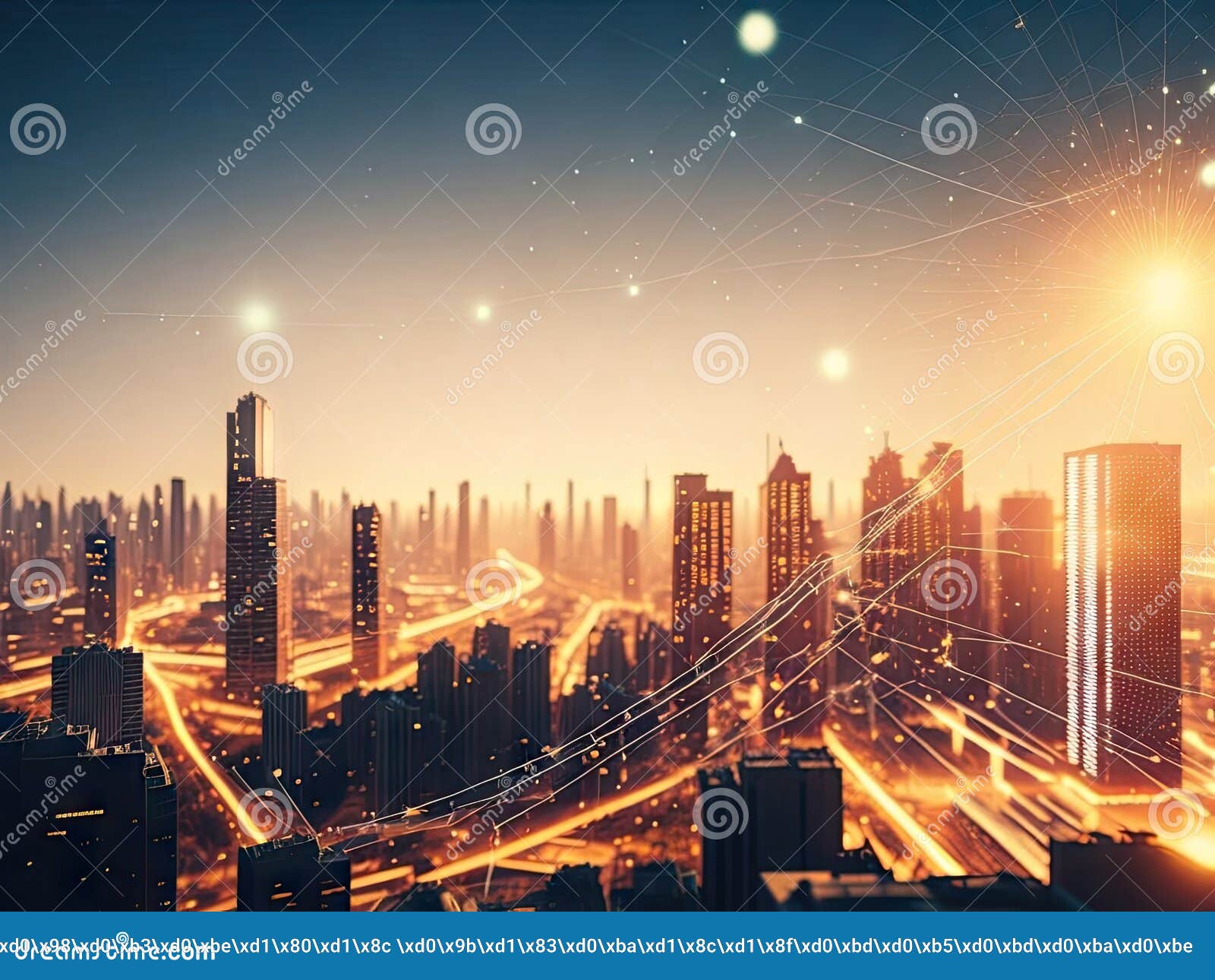 Skyline of City with Network Internet Conection. Ai Generative Stock ...