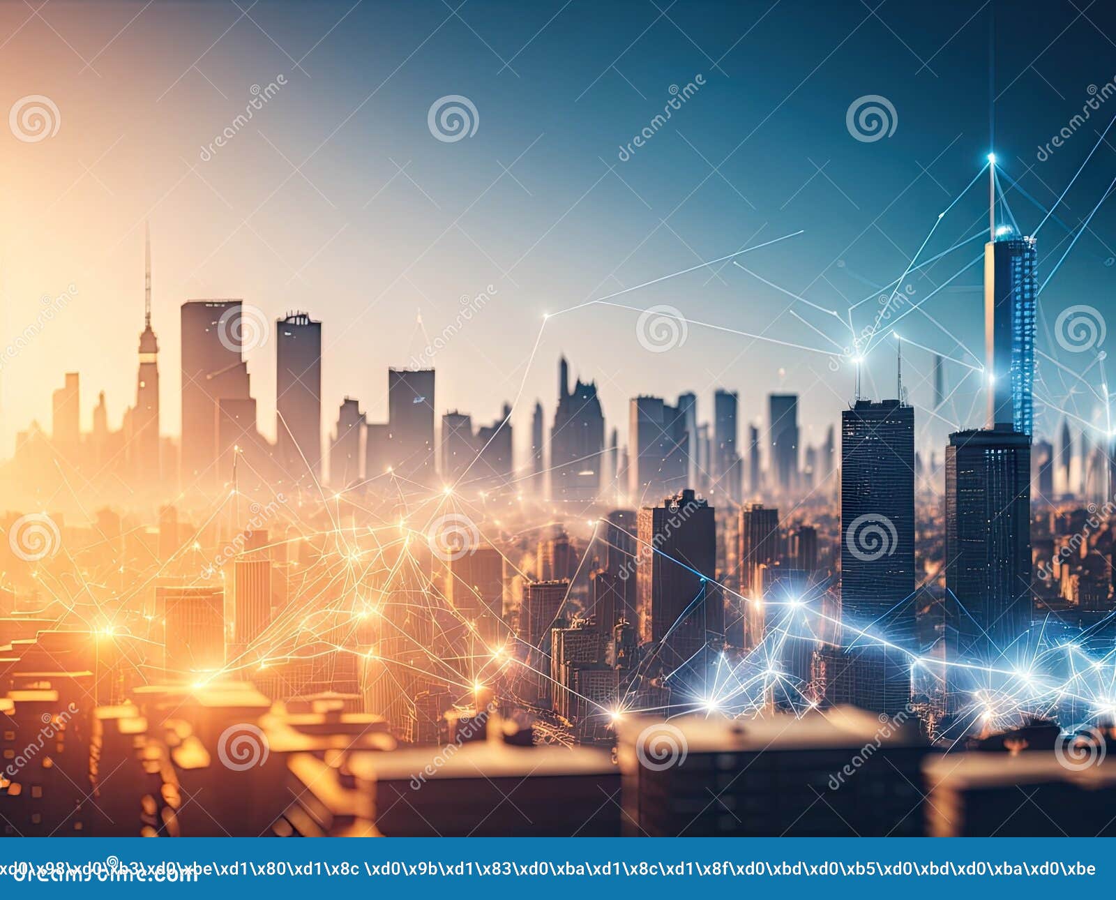 Skyline of City with Network Internet Conection. Ai Generative Stock ...