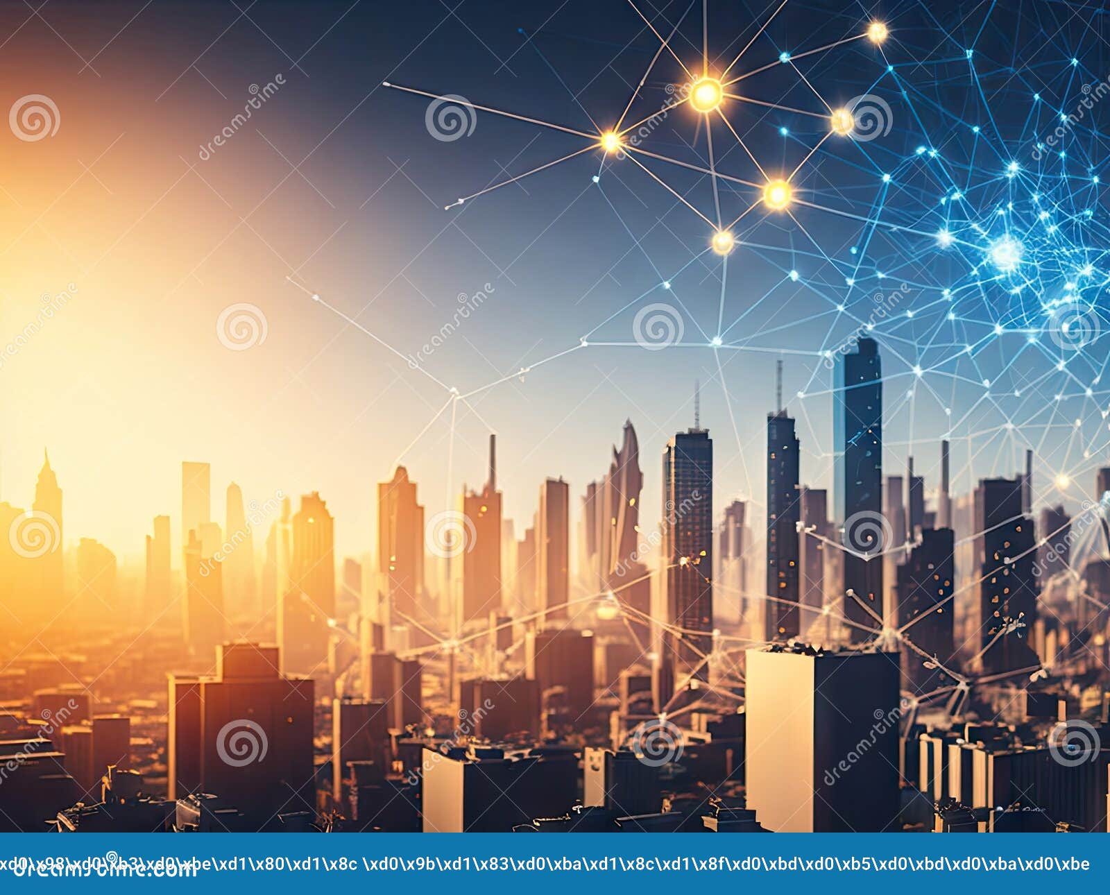 Skyline of City with Network Internet Conection. Ai Generative Stock ...