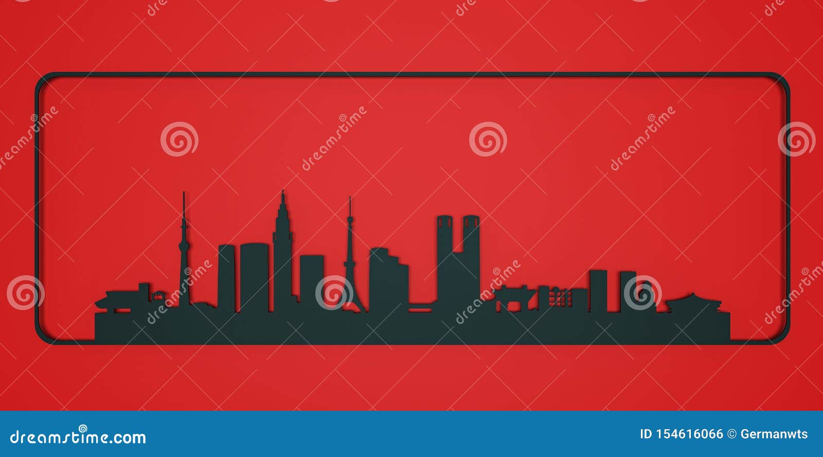Skyline City Paper Cut Tokyo. 3D Rendering Stock Illustration ...