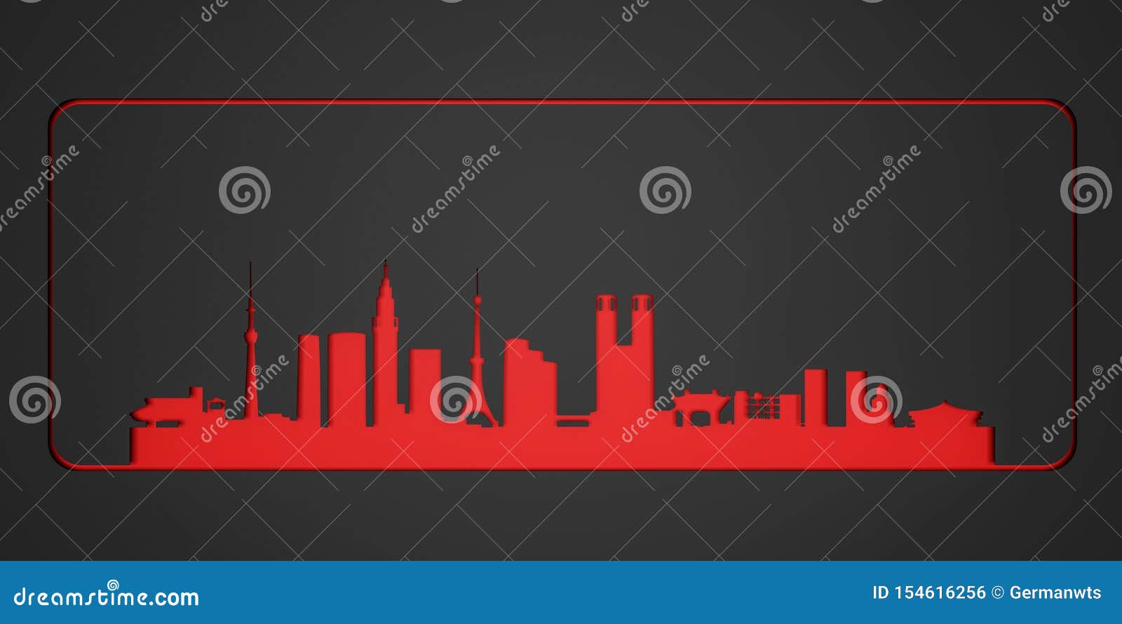 Skyline City Paper Cut Tokyo. 3D Rendering Stock Illustration ...