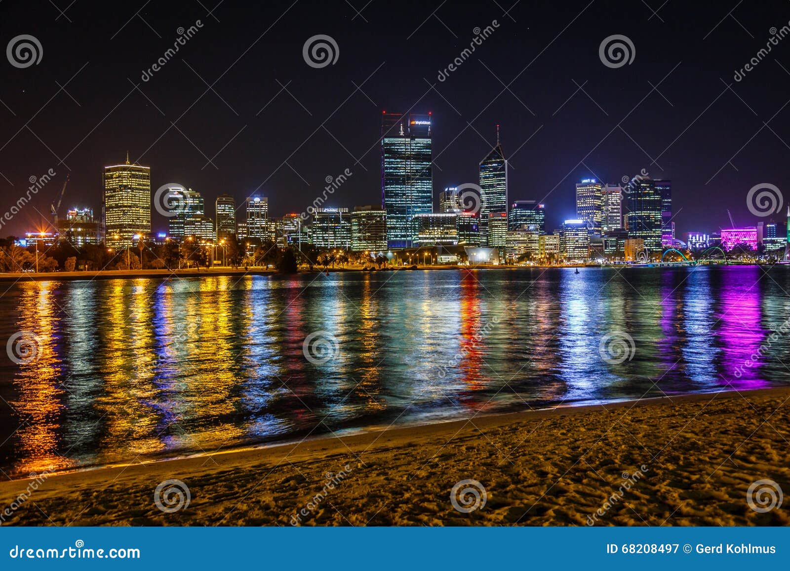Skyline of the City of Perth at Night Editorial Photography - Image of ...