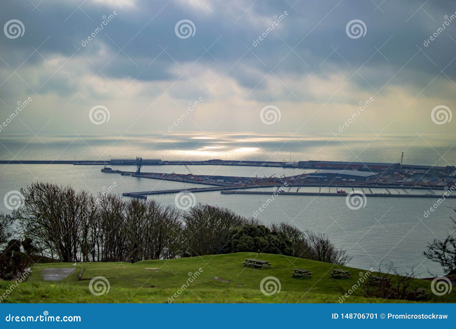 Skyline with Clouds Over Dover Port of Kent Stock Image - Image of ...