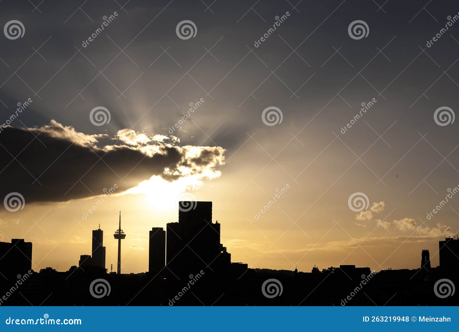 Skyline of Cologne in Sunset Mood Stock Photo - Image of tower ...