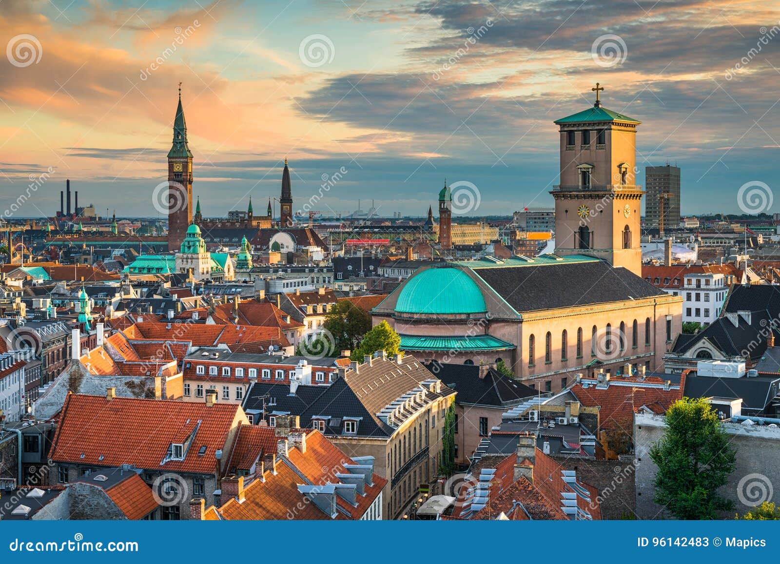 Skyline of Copenhagen, Denmark Stock Image - Image of danish, skyline ...