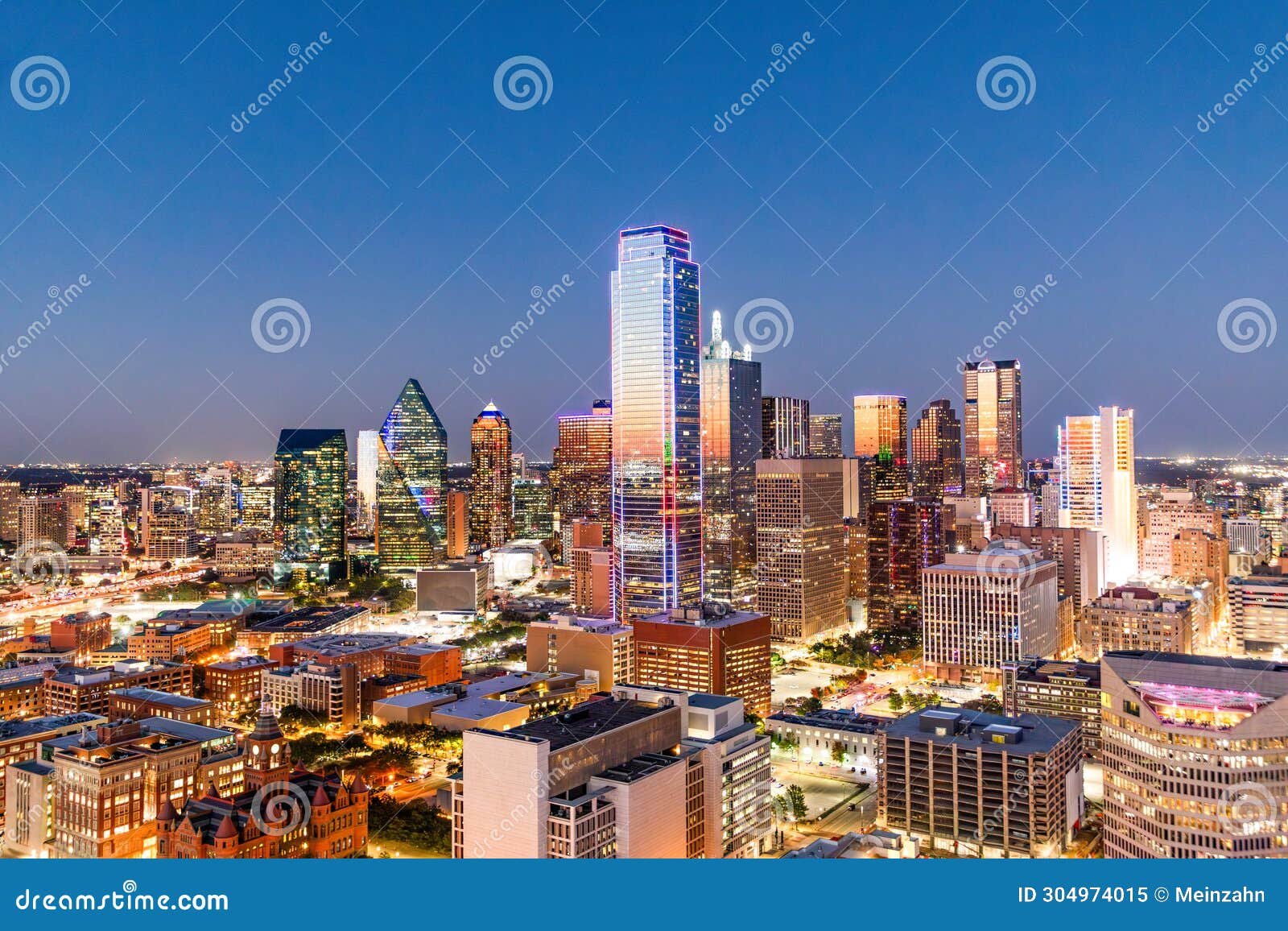 Skyline of Dallas by Night, Texas Stock Image - Image of texas, light ...