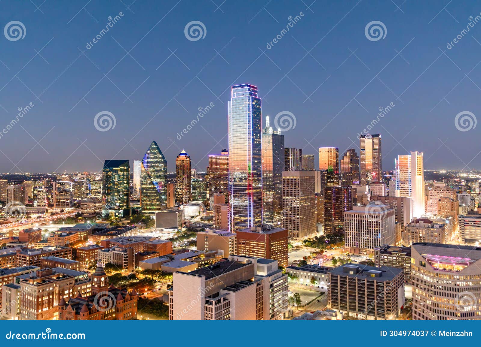 Skyline of Dallas by Night, Texas Editorial Photography - Image of ...