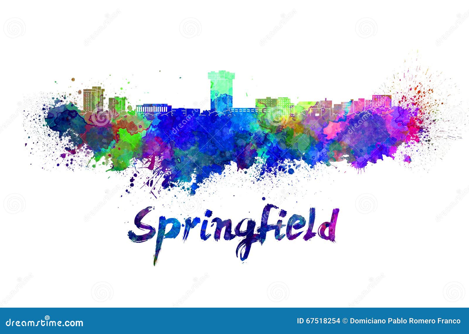 Skyline De Springfield MO Na Aquarela Ilustração Stock - Ilustração de ...