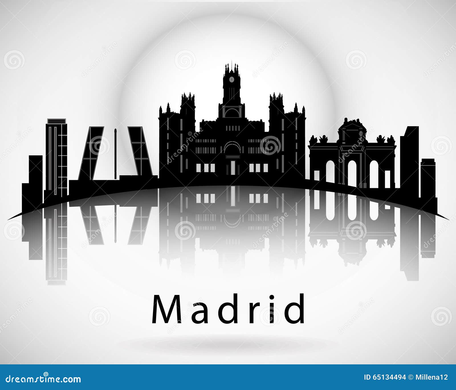 Skyline do Madri ilustração do vetor. Ilustração de preto - 65134494