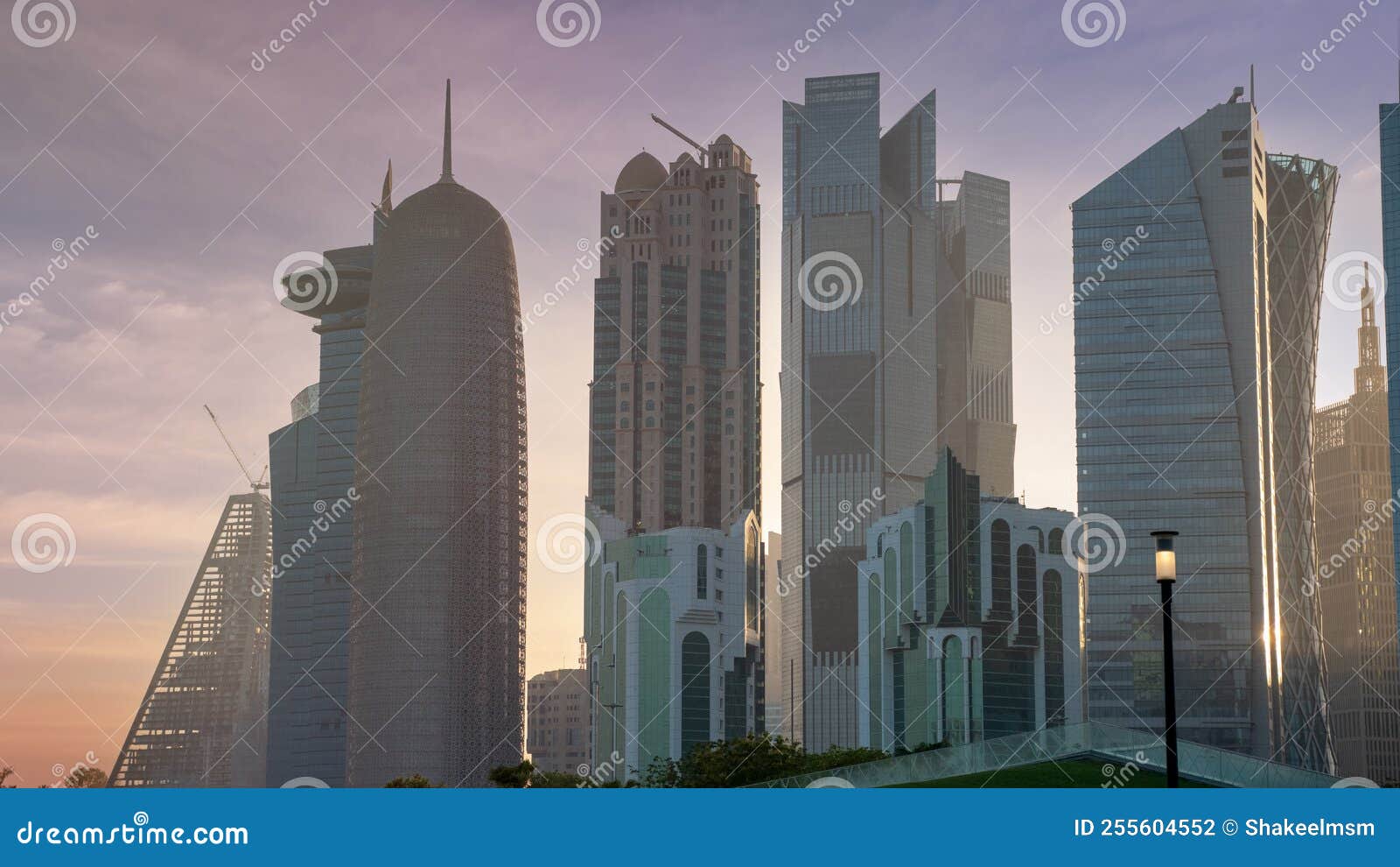 The Skyline of Doha City Center during Evening Stock Photo - Image of ...