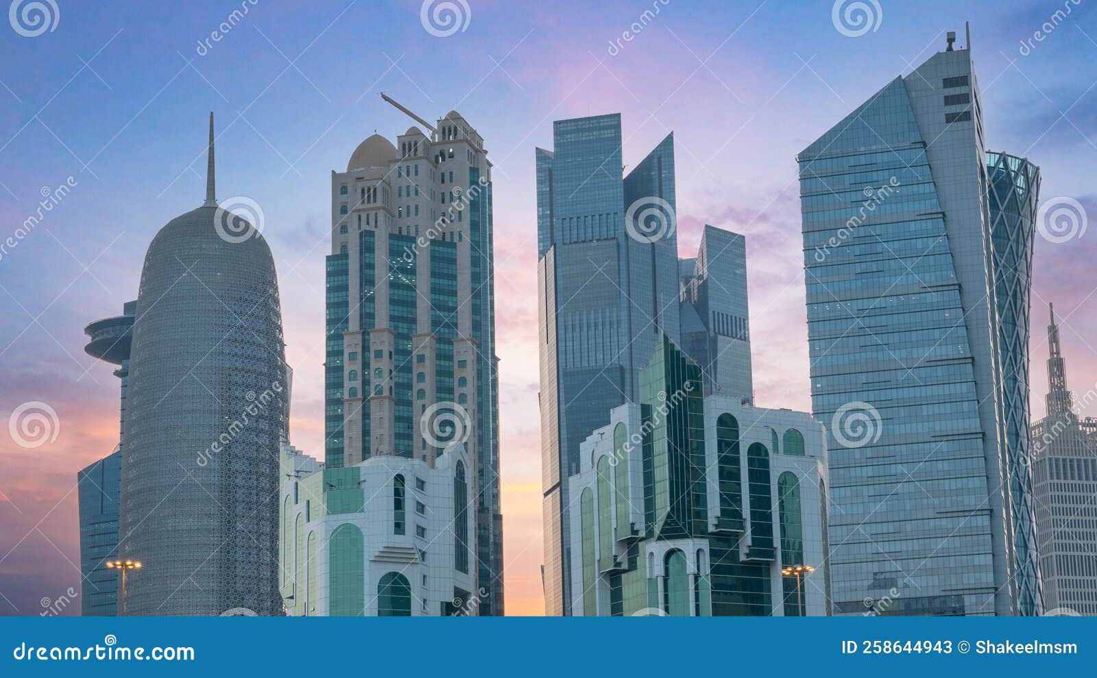 The Skyline of Doha City Center during Evening Stock Image - Image of ...
