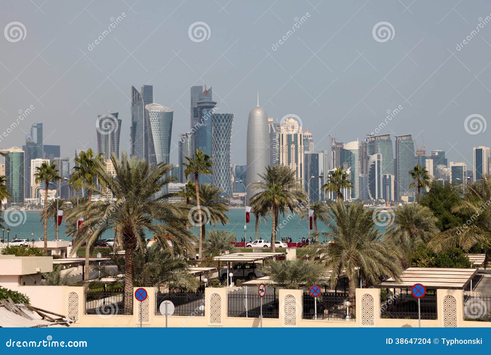 Skyline of Doha Downtown. Qatar Stock Photo - Image of cityscape ...