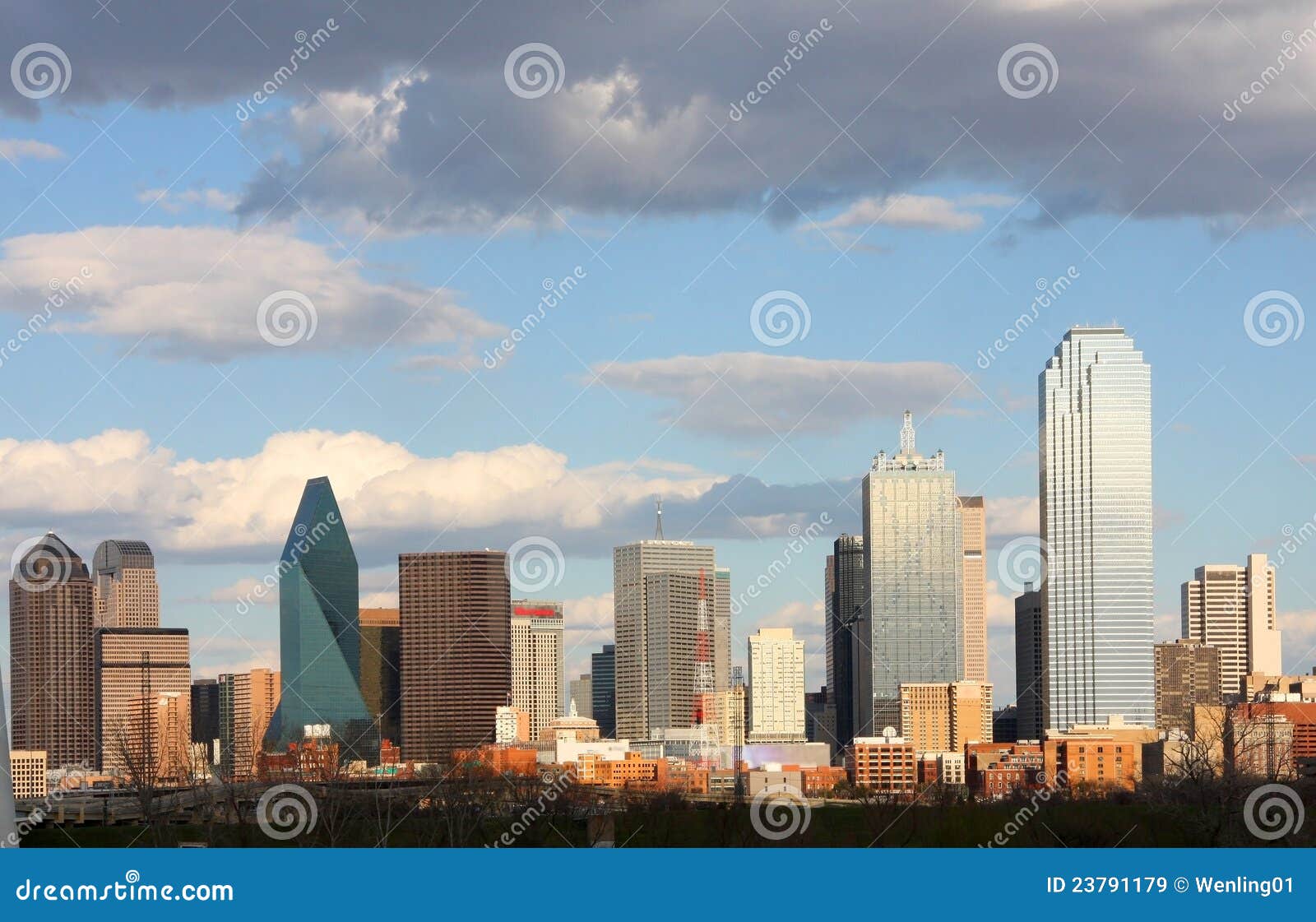 Skyline in Downtown of Dallas Stock Image - Image of style, trees: 23791179