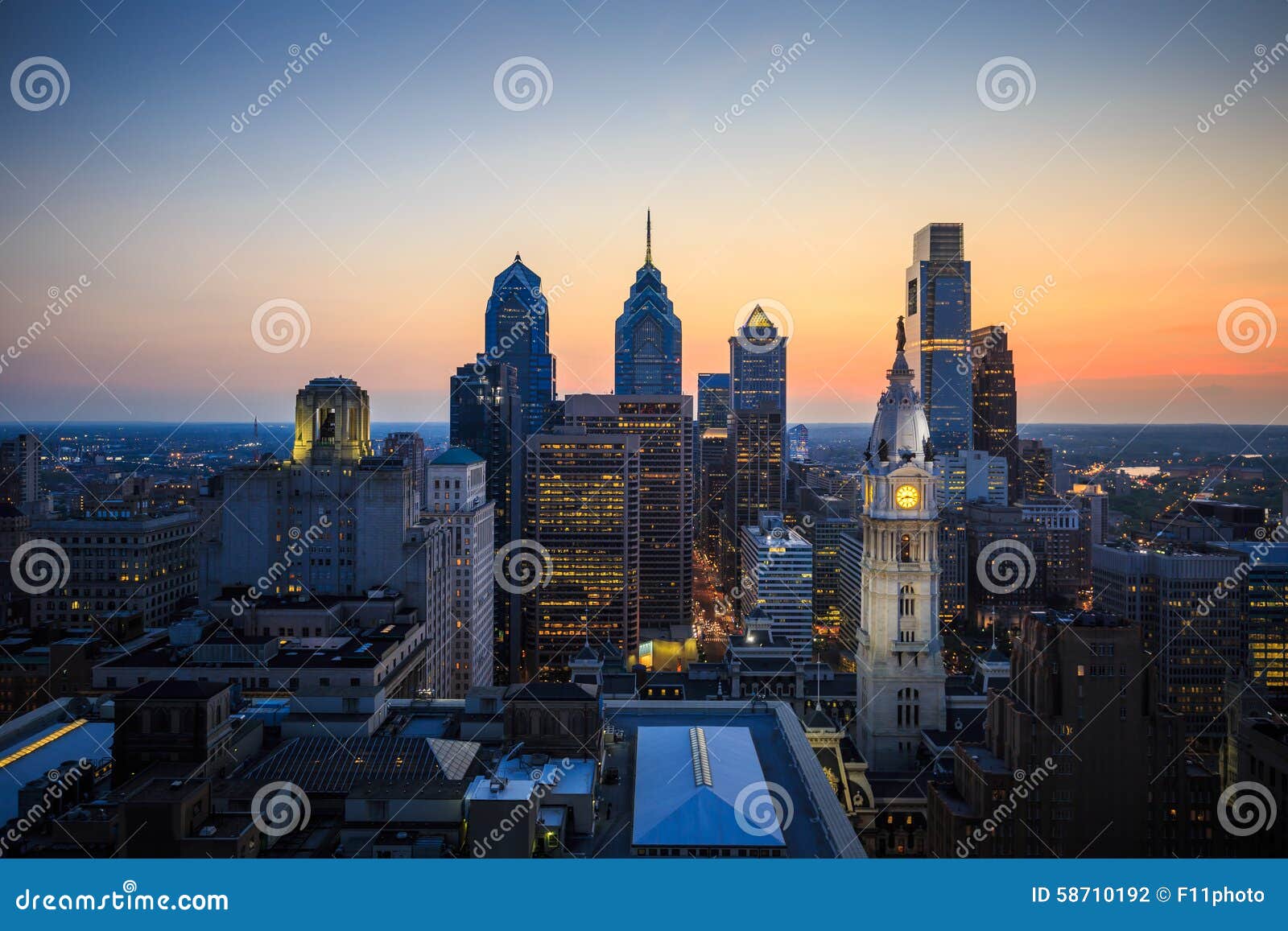 Skyline of Downtown Philadelphia Stock Photo - Image of financial ...