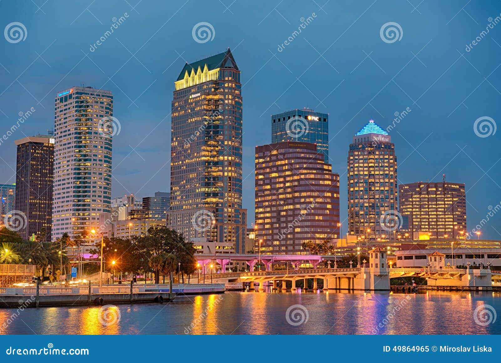 The Skyline of Downtown Tampa, Florida, at Night Editorial Image ...