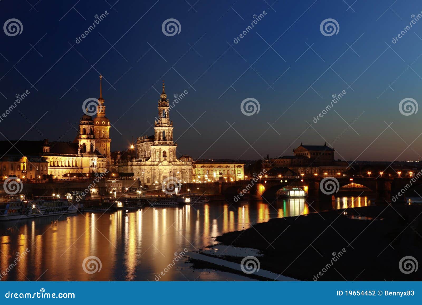 Skyline of Dresden at Night Stock Photo - Image of saxony, cathedral ...