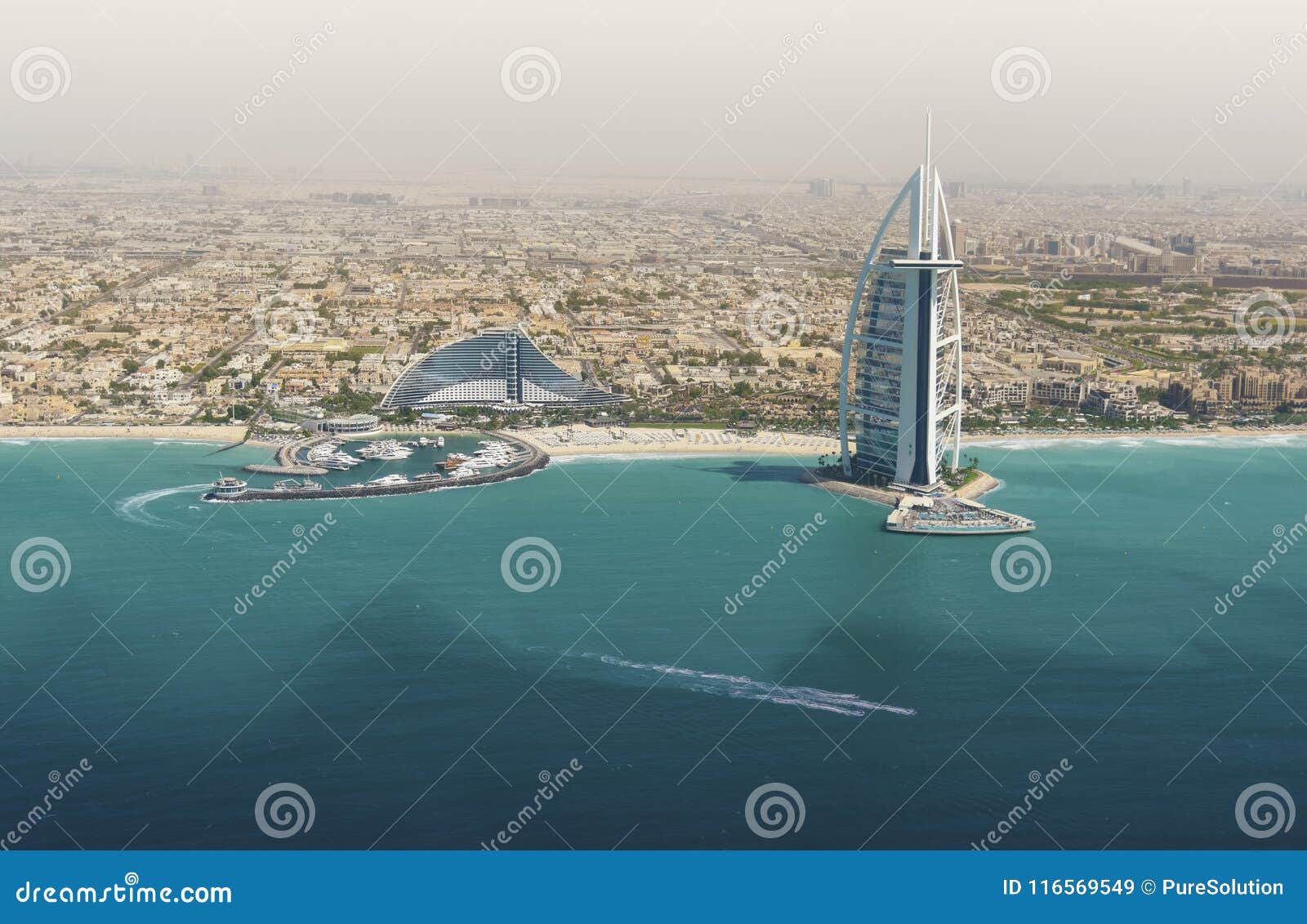 Skyline of Dubai from the Sea. Stock Image - Image of cityscape ...