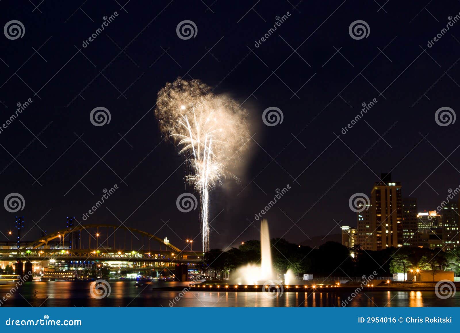 Skyline Fireworks stock photo. Image of fountain, pennsylvania - 2954016