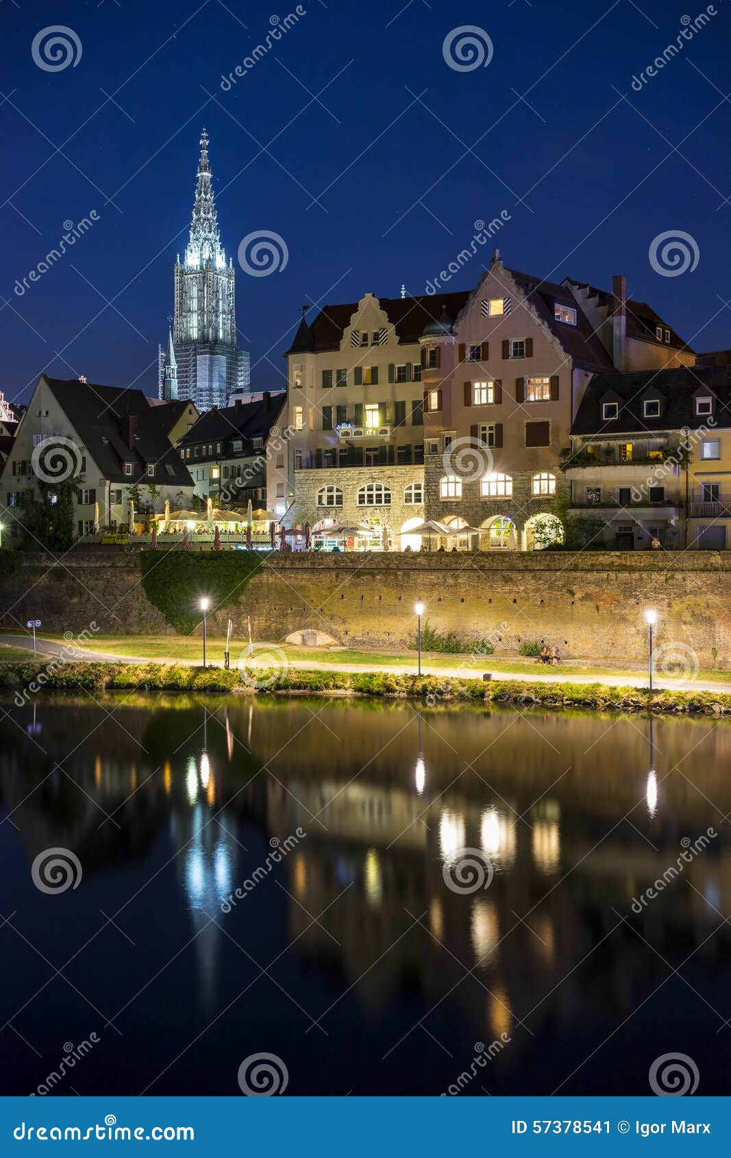 Skyline of German City Ulm at Night Editorial Photo - Image of historic ...