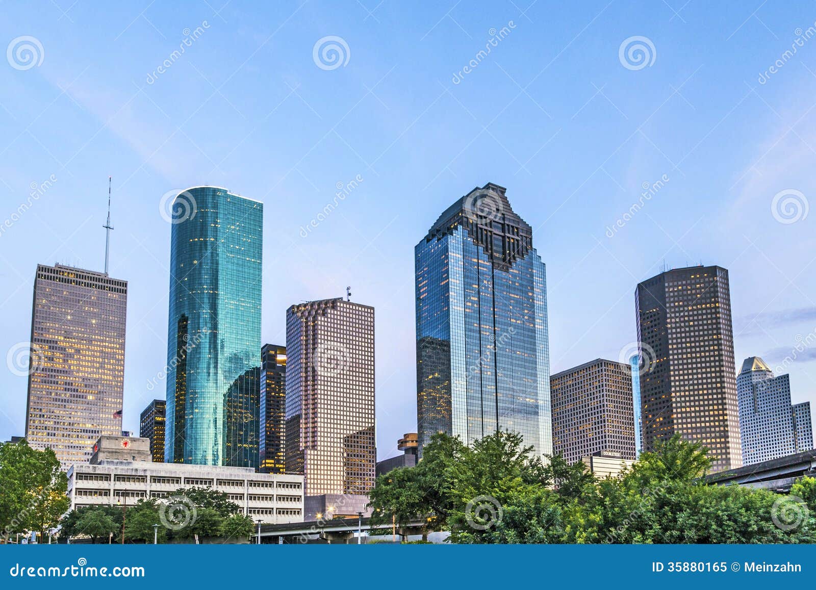 Skyline of Houston in the Evening Stock Image - Image of office, county ...