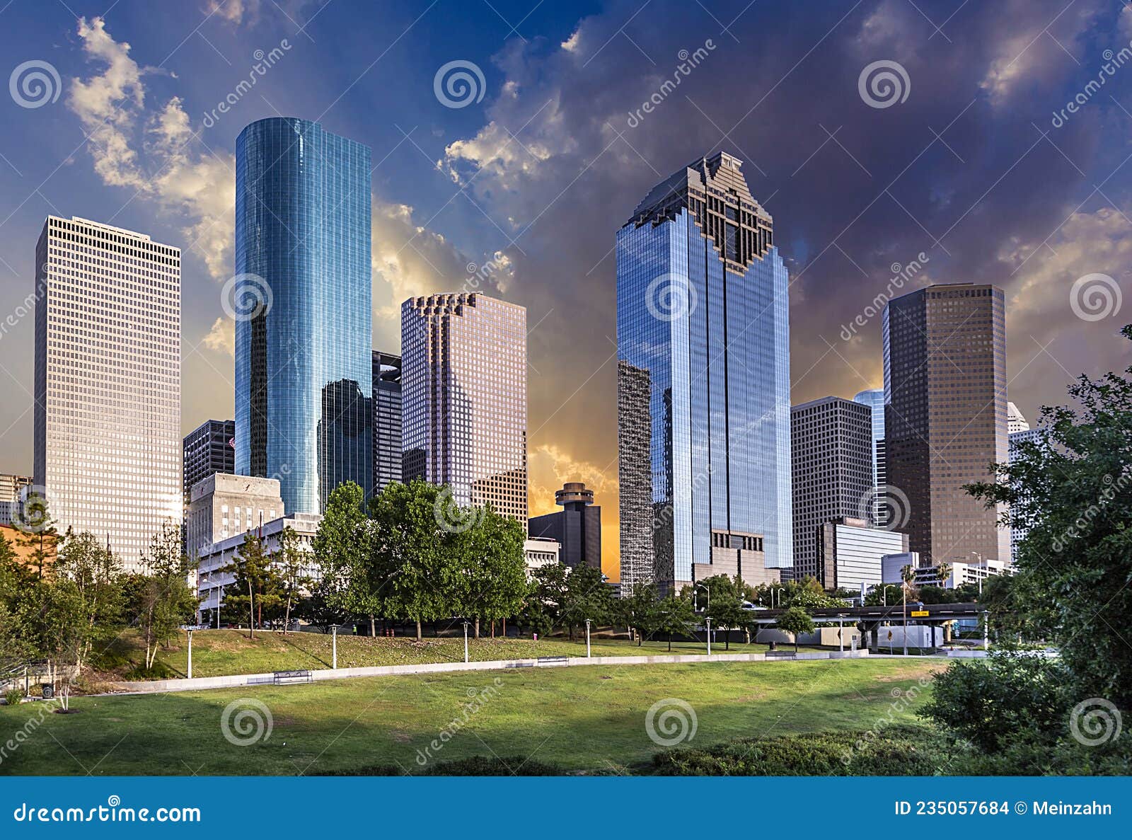 Skyline of Houston in Sunset Stock Photo - Image of houston, texas ...