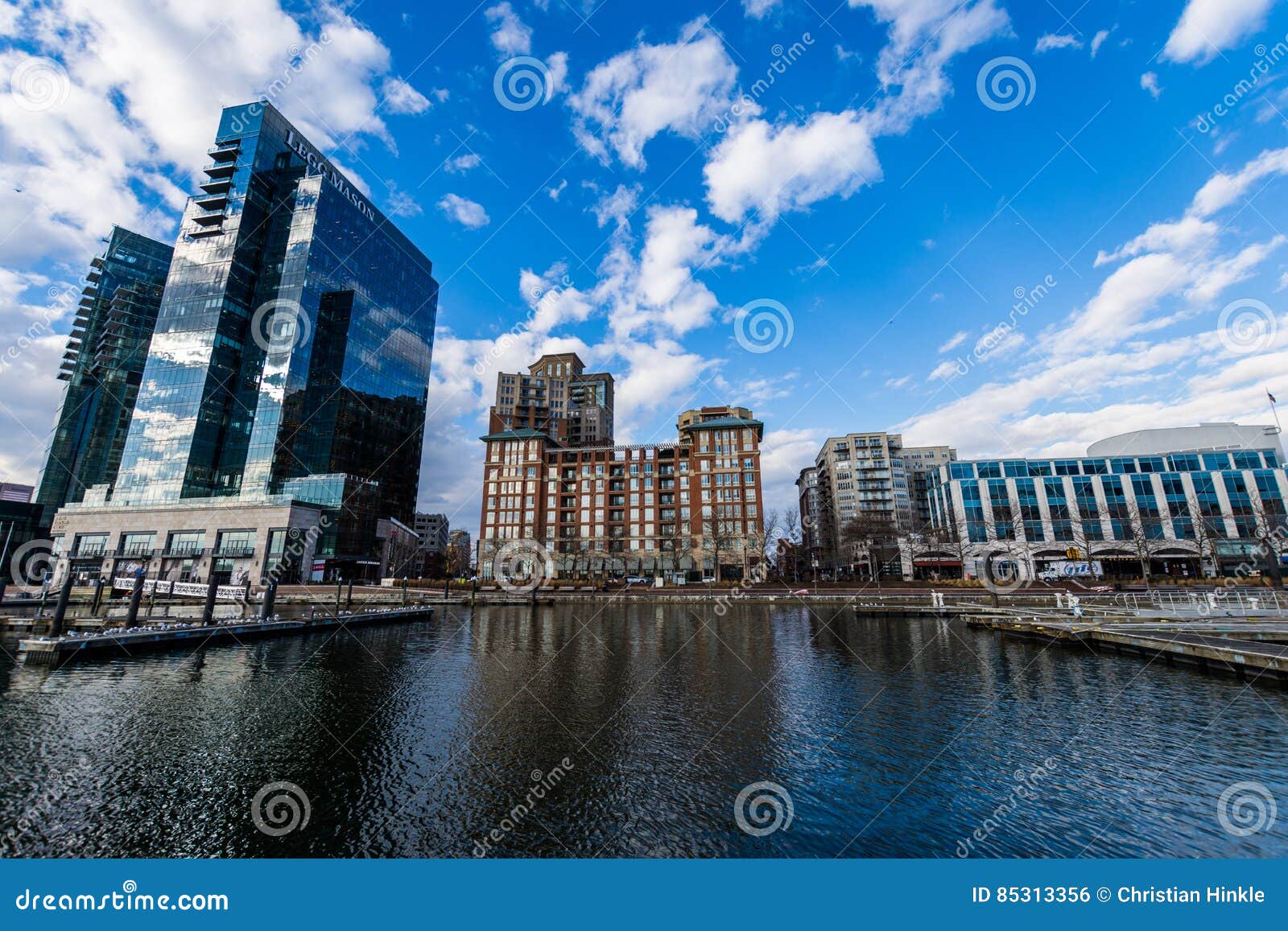 Skyline of Inner Harbor from Fells Point in Baltimore, Maryland ...