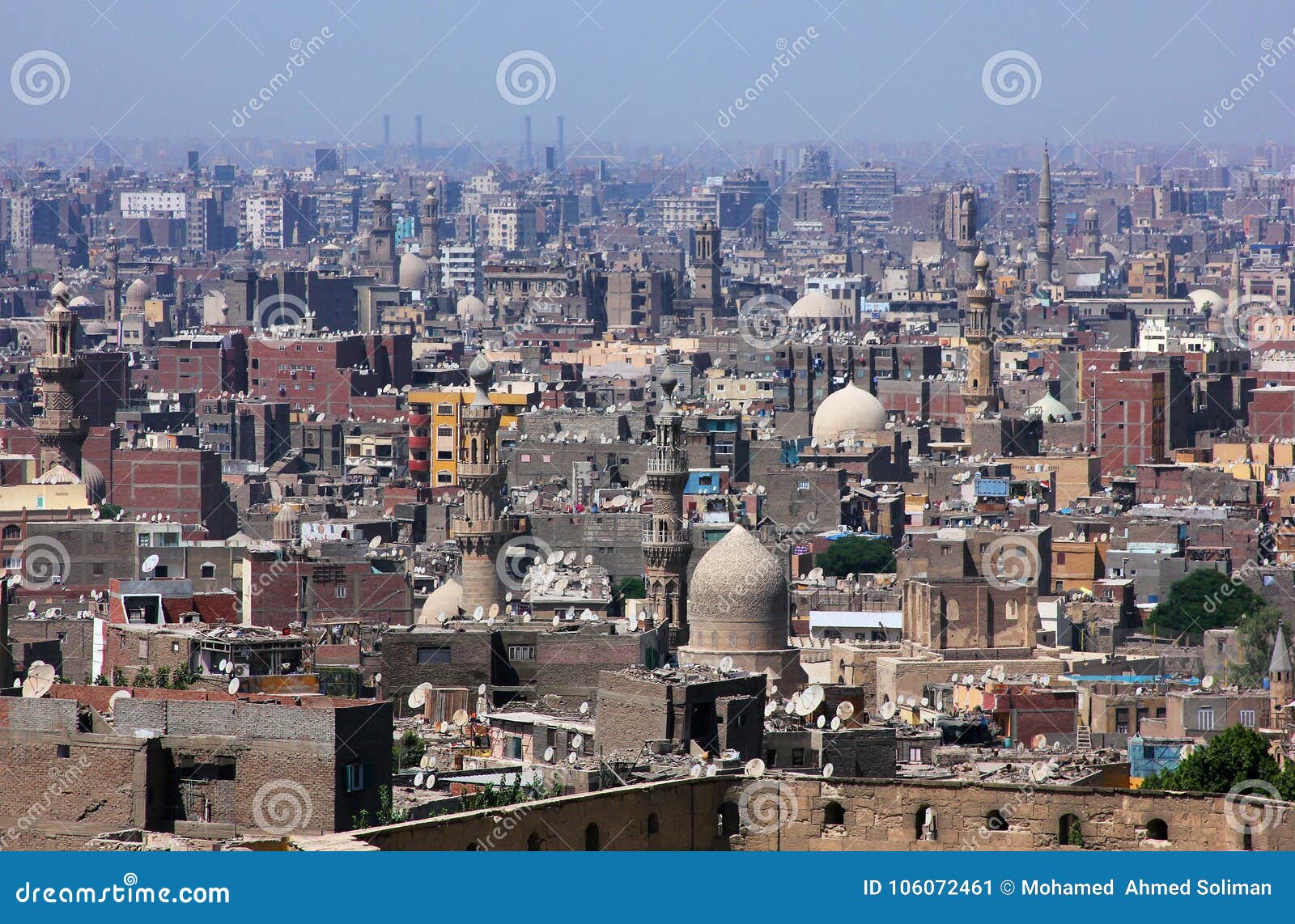 Skyline of Islamic Egypt Cairo Stock Image - Image of crowded, minarets ...