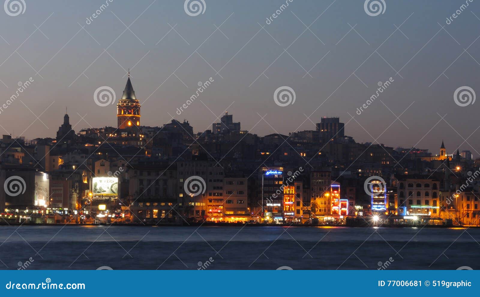 Skyline, istanbul, Turkey. editorial photo. Image of night - 77006681