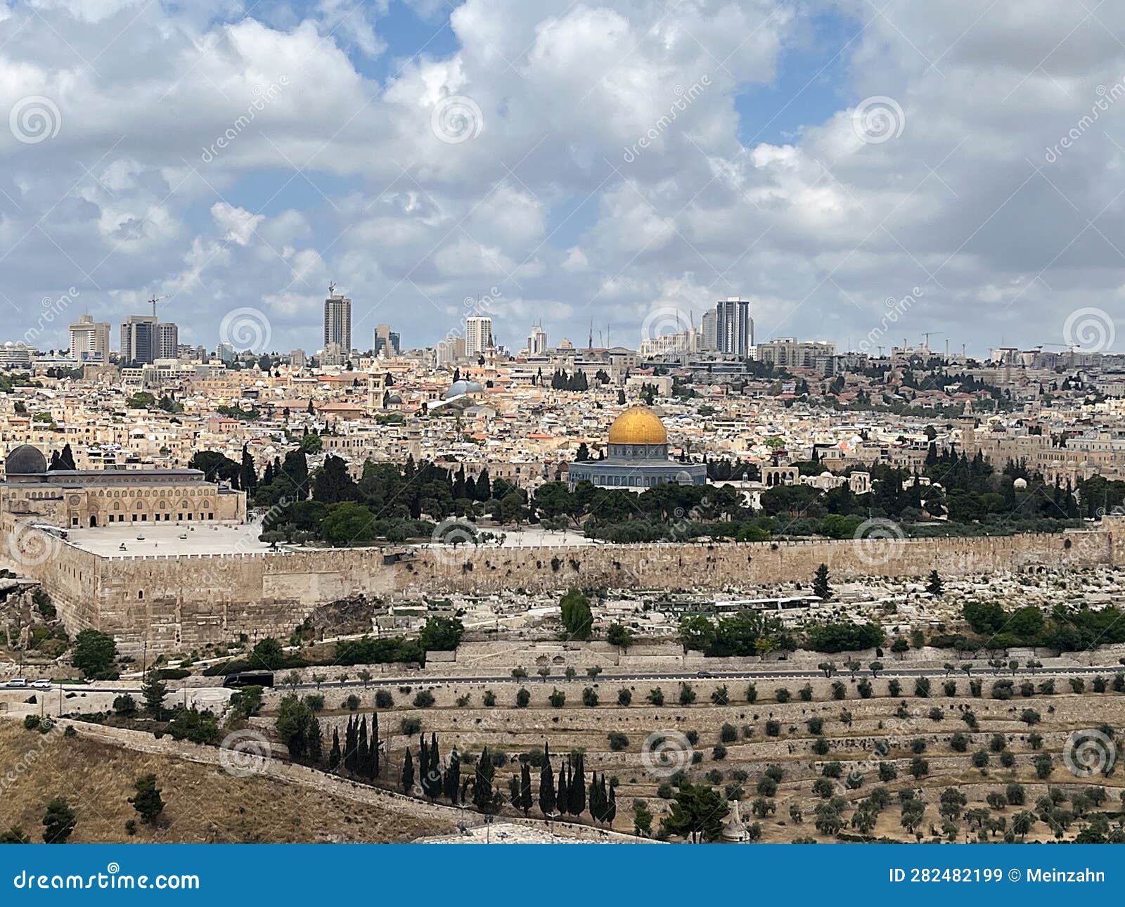 Skyline of Jerusalem with Al Aqsa Mosque Stock Image - Image of skyline ...