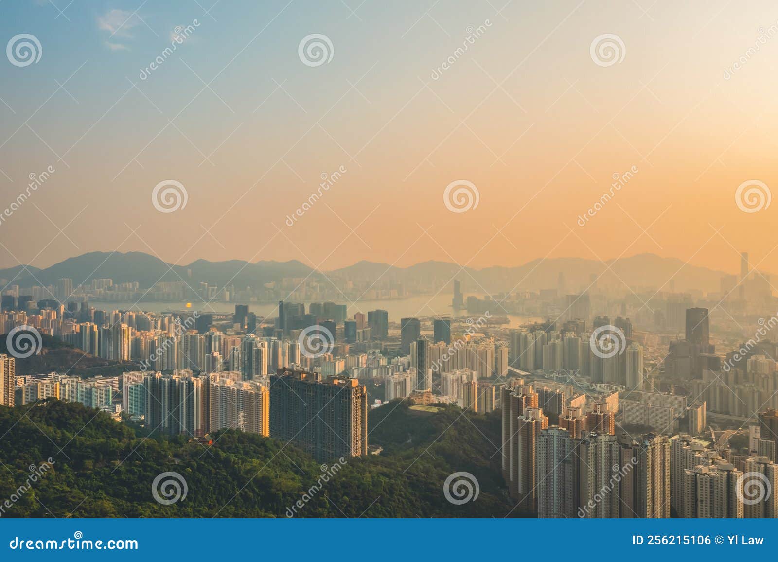 Skyline Kowloon from Kowloon Viewing Point in Sunset 8 May 2022 Stock ...