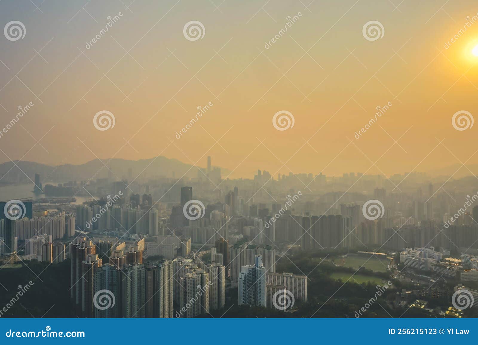 Skyline Kowloon from Kowloon Viewing Point in Sunset 8 May 2022 Stock ...
