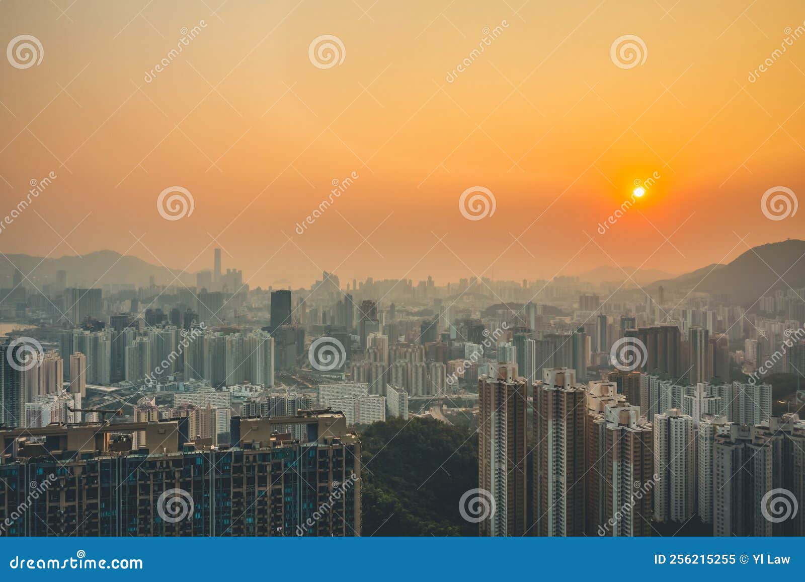 Skyline Kowloon from Kowloon Viewing Point in Sunset 8 May 2022 ...