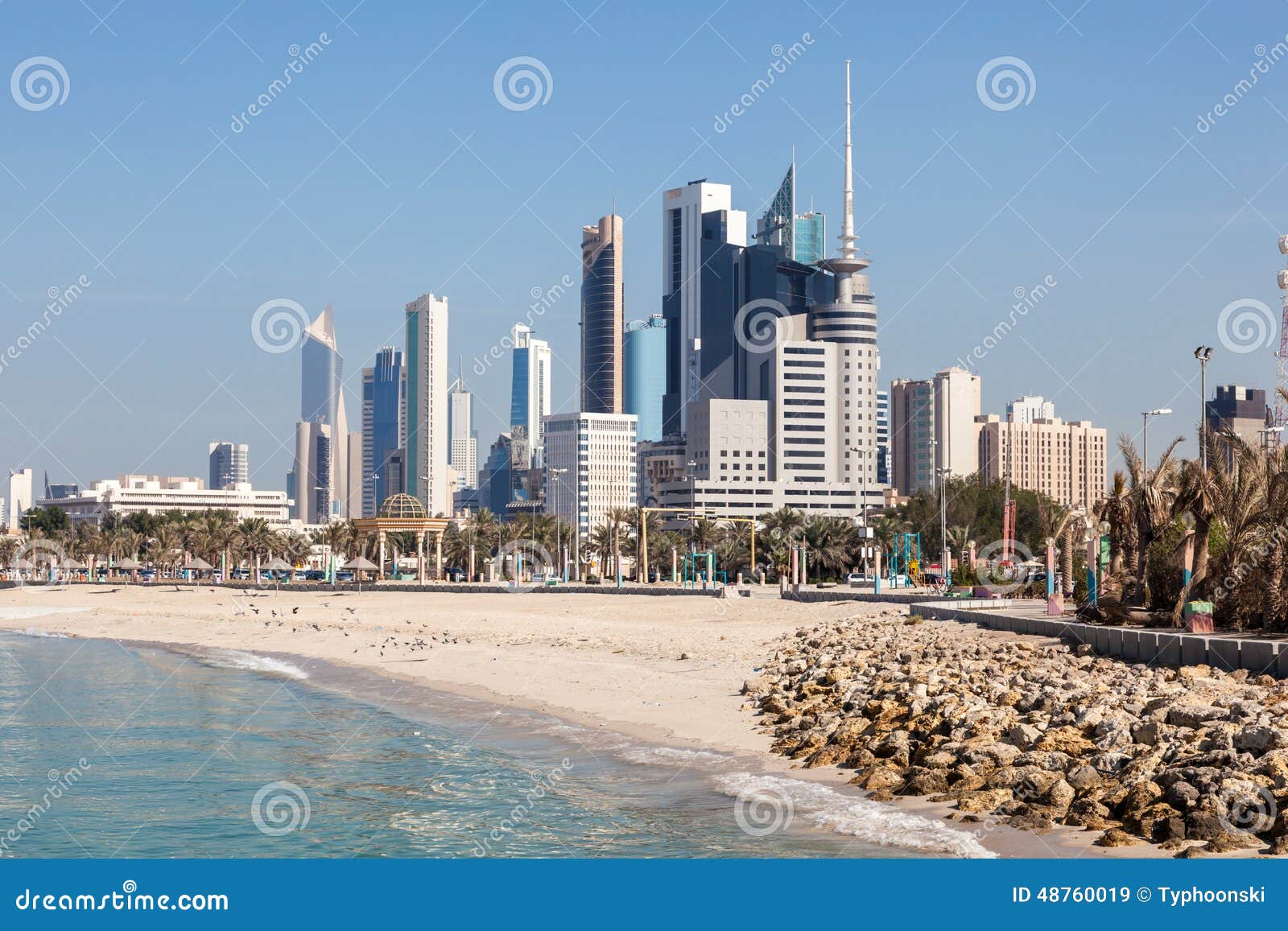 Skyline of Kuwait City stock image. Image of gulf, skyscrapers - 48760019