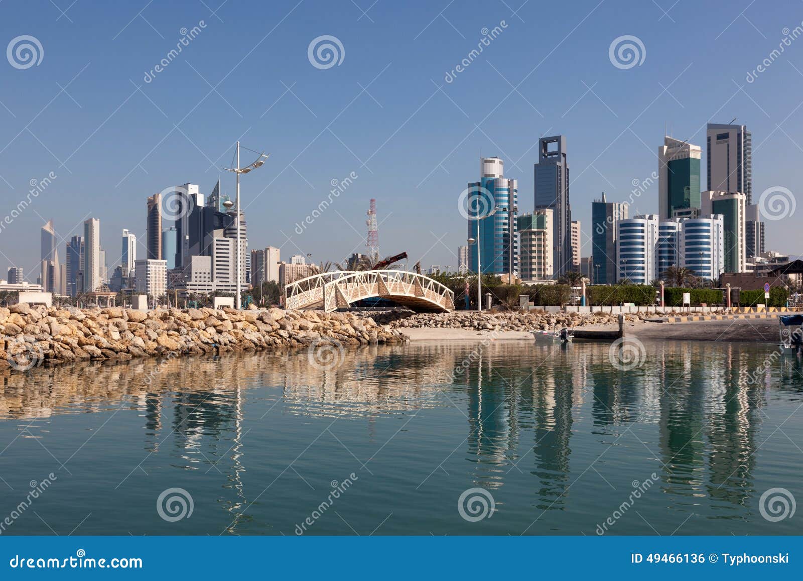 Skyline of Kuwait City stock photo. Image of corniche - 49466136