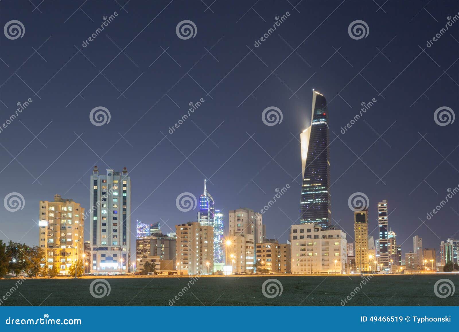 Skyline of Kuwait City at Night Stock Image - Image of highrise, modern ...