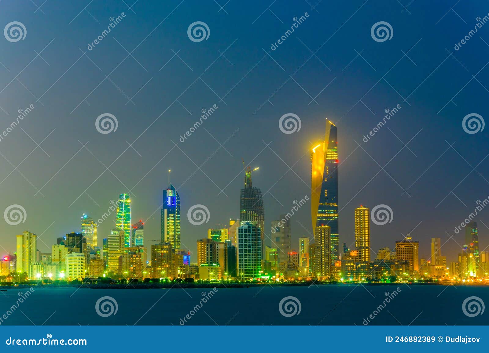 Skyline of Kuwait during Night....IMAGE Stock Image - Image of gulf ...