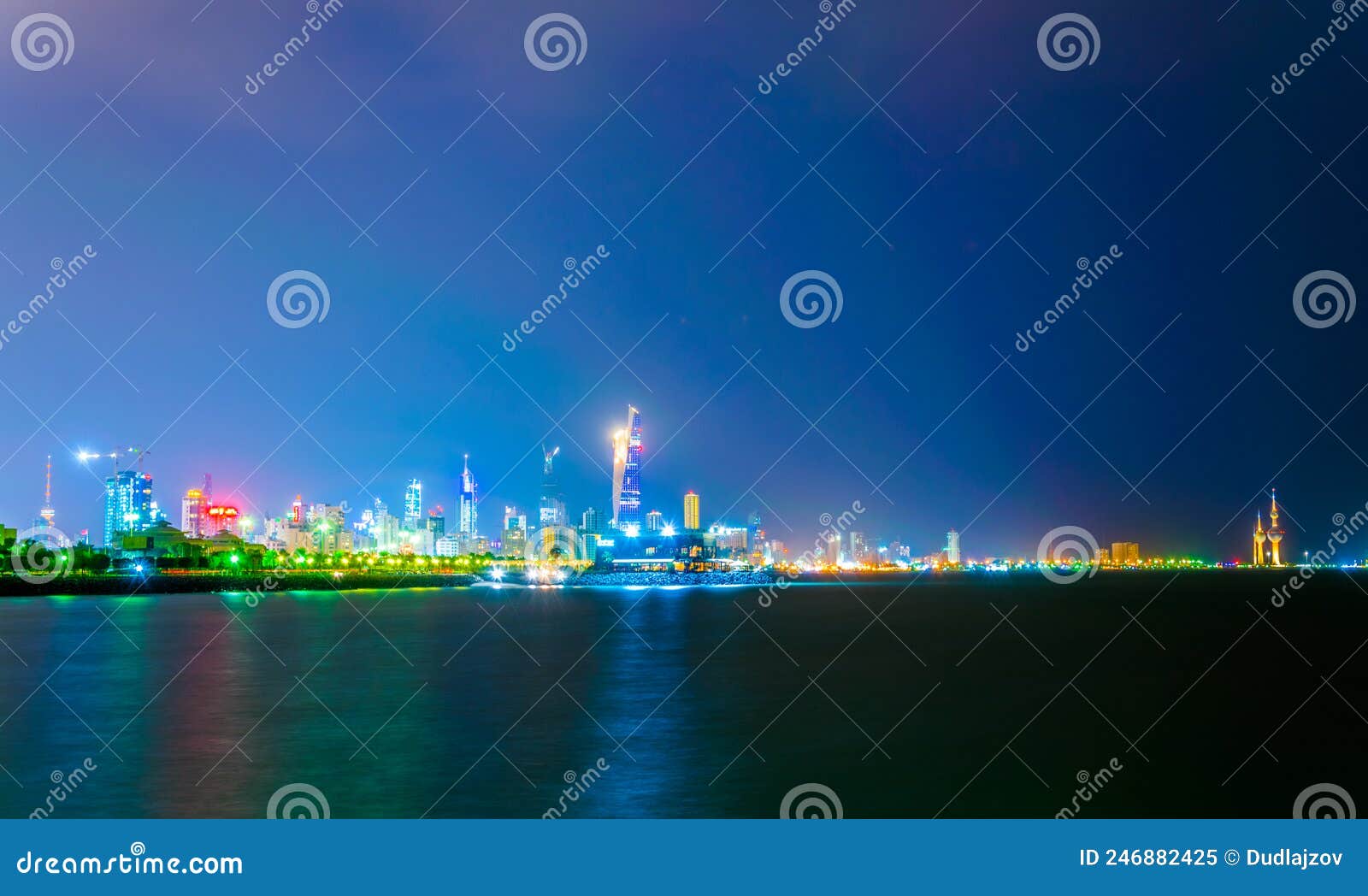 Skyline of Kuwait during Night....IMAGE Stock Image - Image of ...