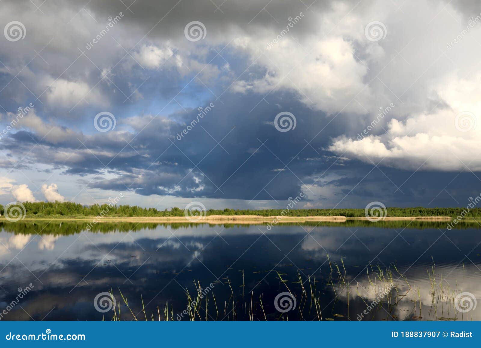 Skyline of Lake Seliger after Rain Stock Image - Image of estuary ...