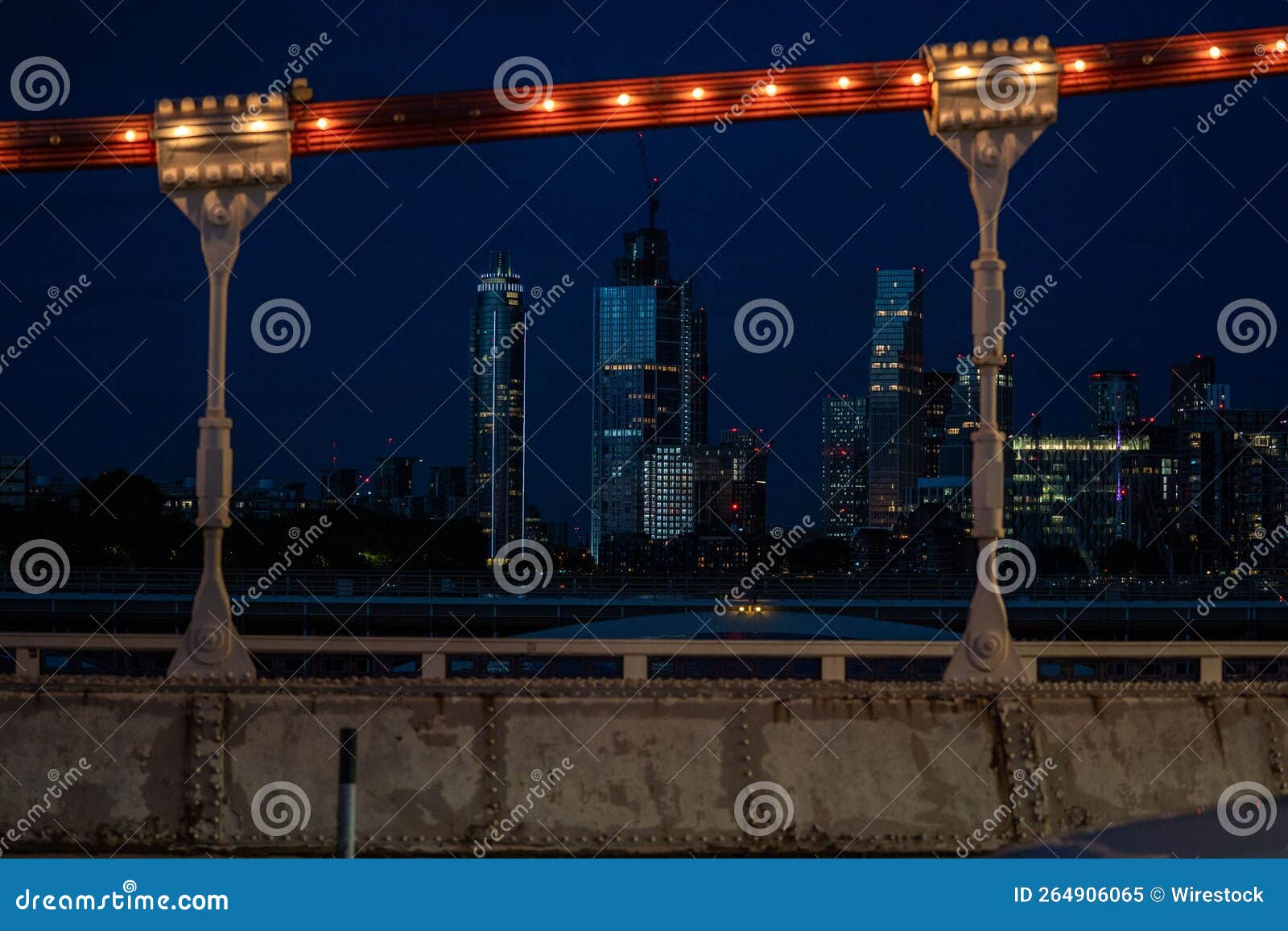 Skyline of London Chelsea at Night Stock Image - Image of town, night ...