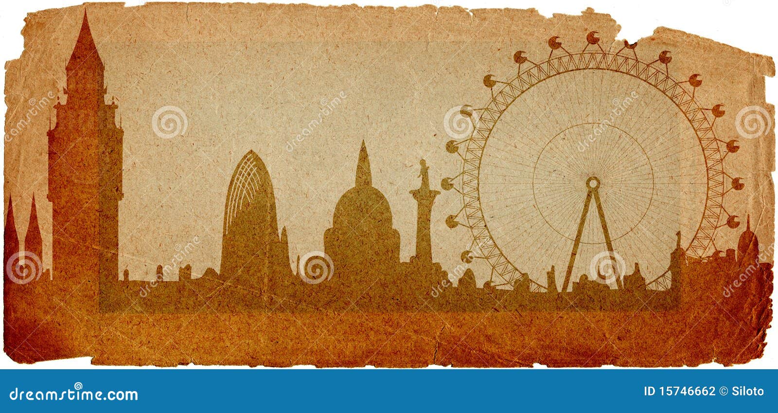 Skyline of London in Grunge Style Editorial Photography - Illustration ...