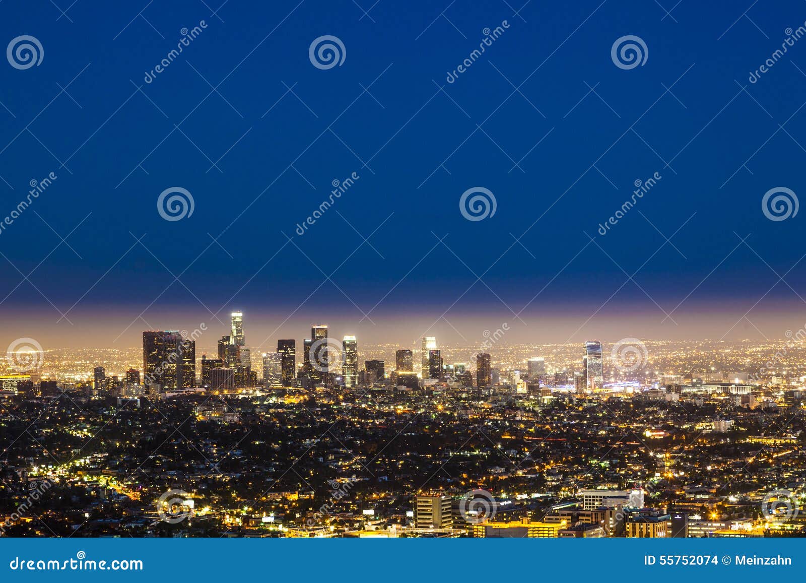 Skyline of Los Angeles by Night Stock Photo - Image of beautiful ...